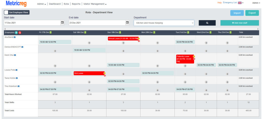 Metricreg – Digitise timesheet, automate rota